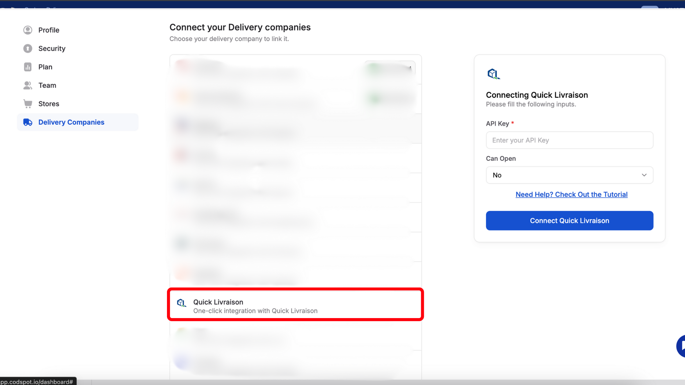 How to Connect QuickLivraison to CODSPOT - CODSPOT Help Center